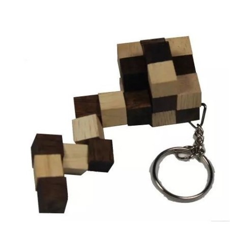 Porte-clefs cube noir/naturel casse-tête - Fridolin