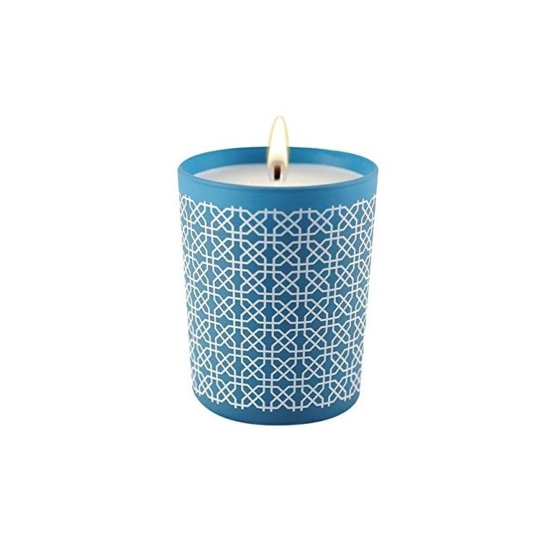 Bougies 190g Ambre precieux (Bleu motif géométrique) - e-bougie